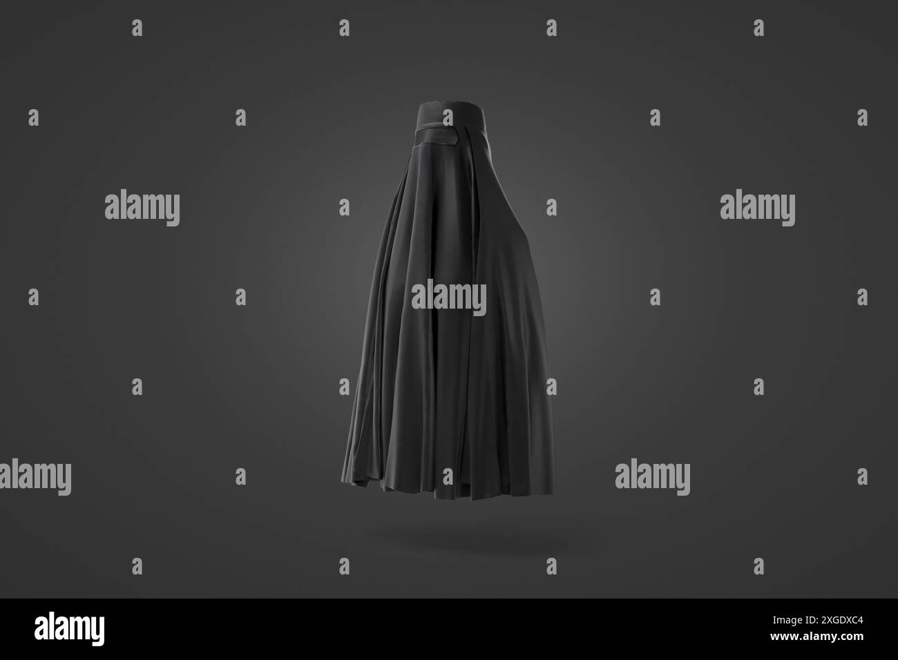 Blank black muslim female burqa mockup, dark background, 3d rendering ...
