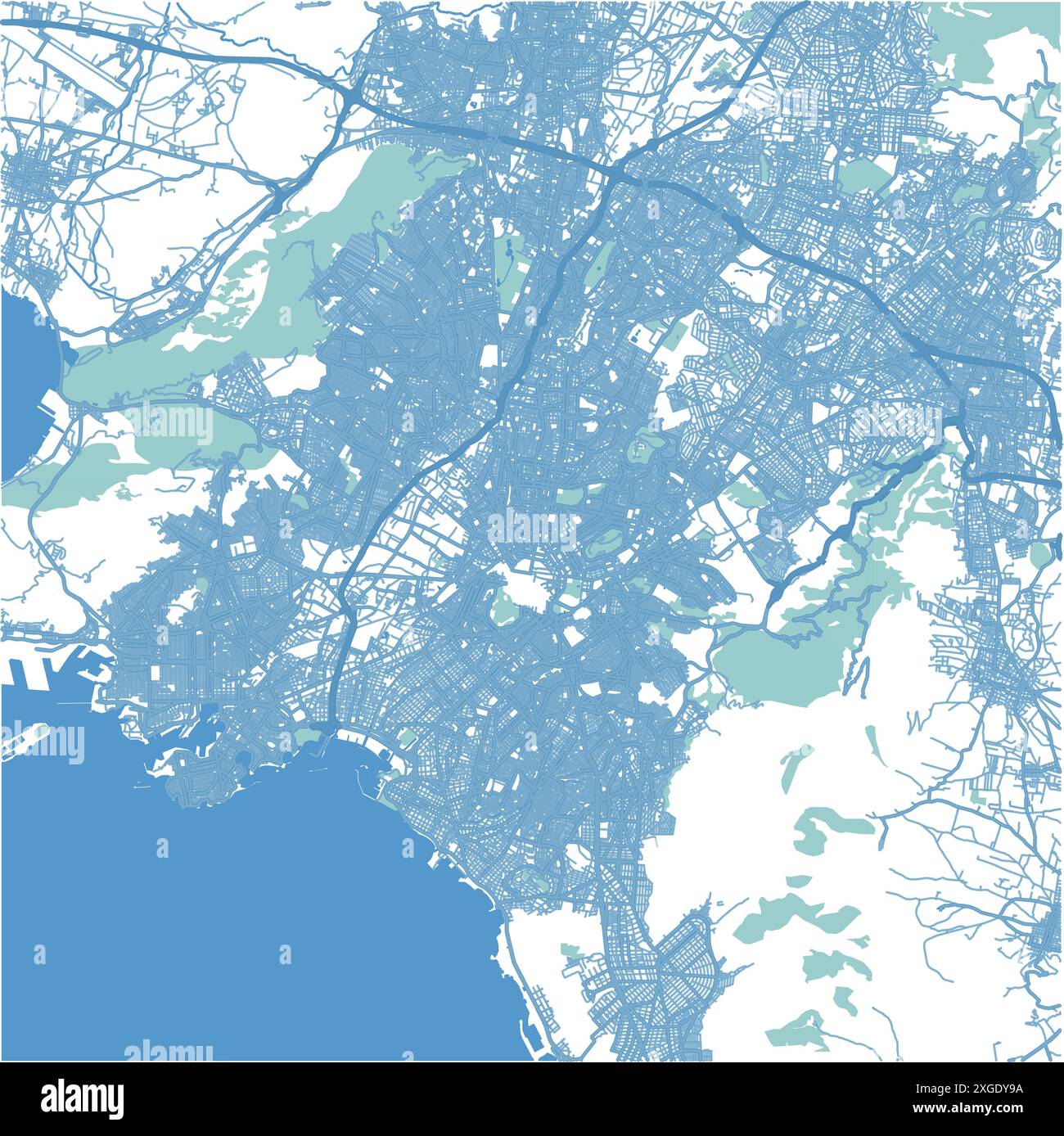 Map of Athens in Greece in blue style. Contains layered vector with roads water, parks, etc ...