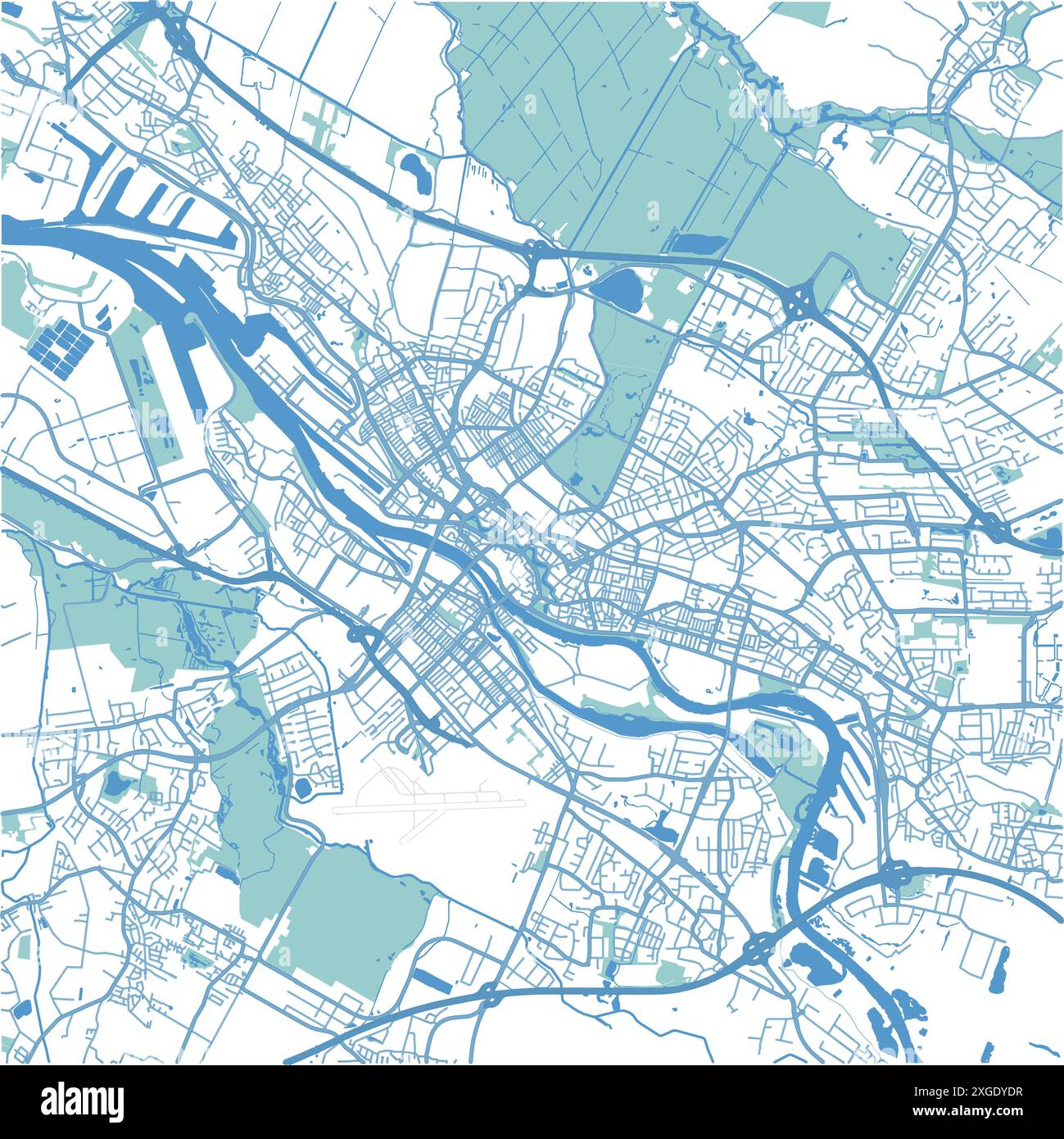 Map of Bremen in Germany in blue style. Contains layered vector with ...