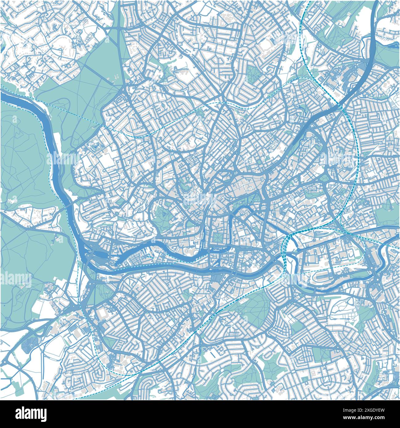 Map of Bristol in United Kingdom in blue style. Contains layered vector ...