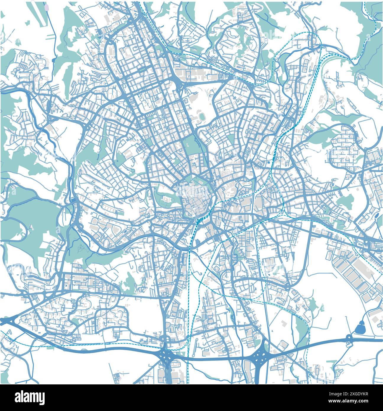 Map of Brno in Czech Republic in blue style. Contains layered vector ...