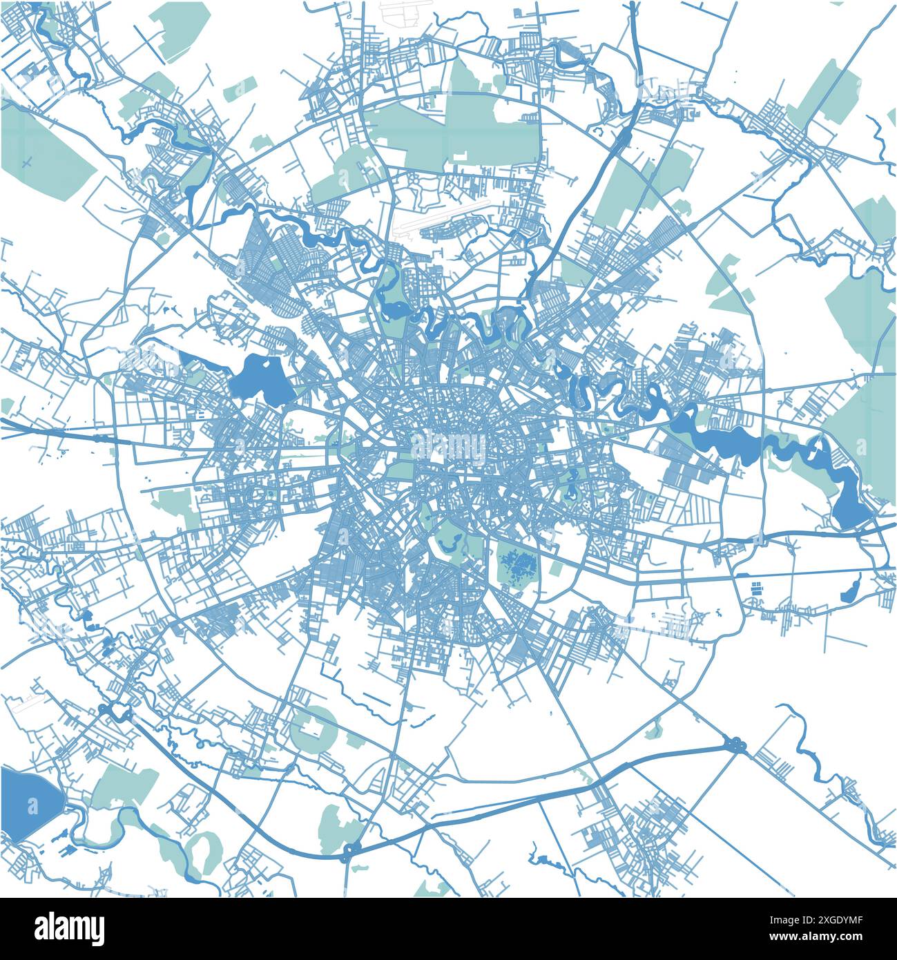 Map of Bucharest in Romania in blue style. Contains layered vector with ...