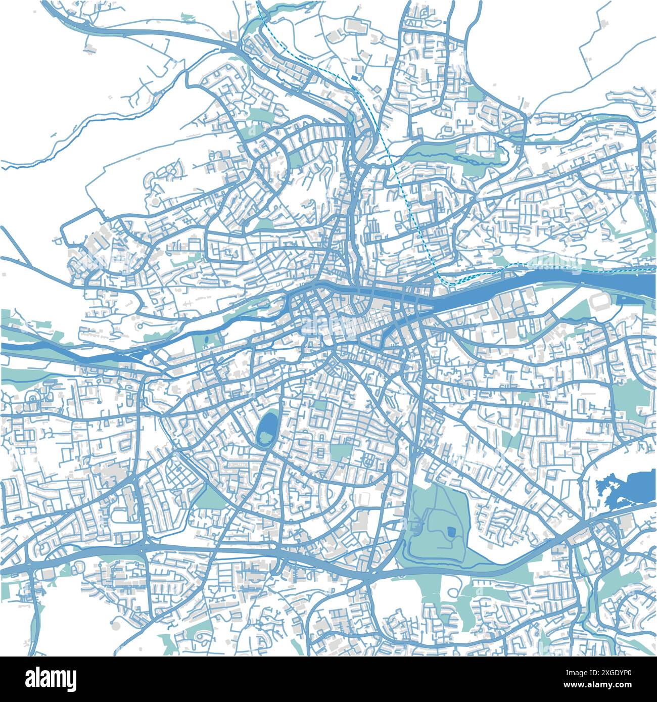Map of Cork in Ireland in blue style. Contains layered vector with ...