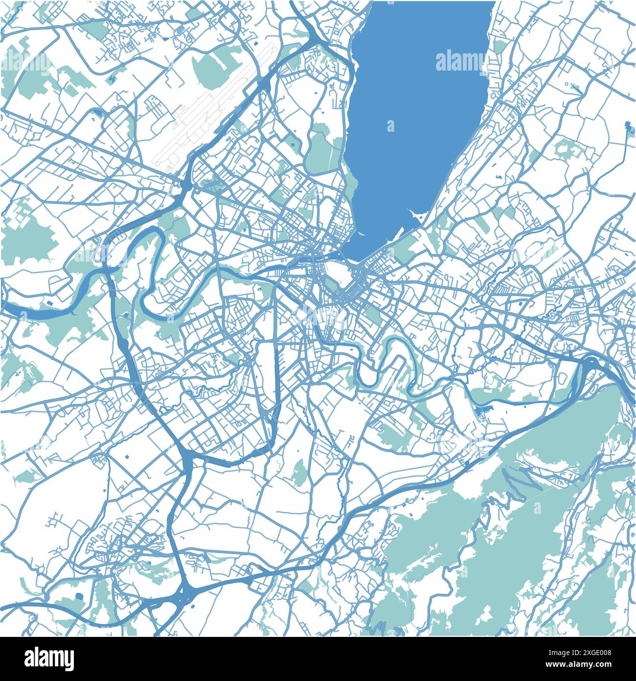 Map of Geneva in Switzerland in blue style. Contains layered vector ...