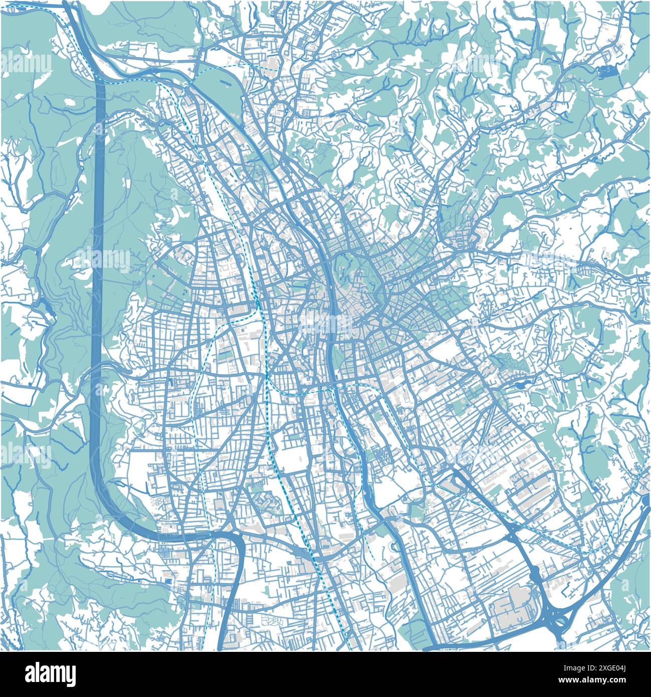 Map of Graz in Austria in blue style. Contains layered vector with roads water, parks, etc Stock ...