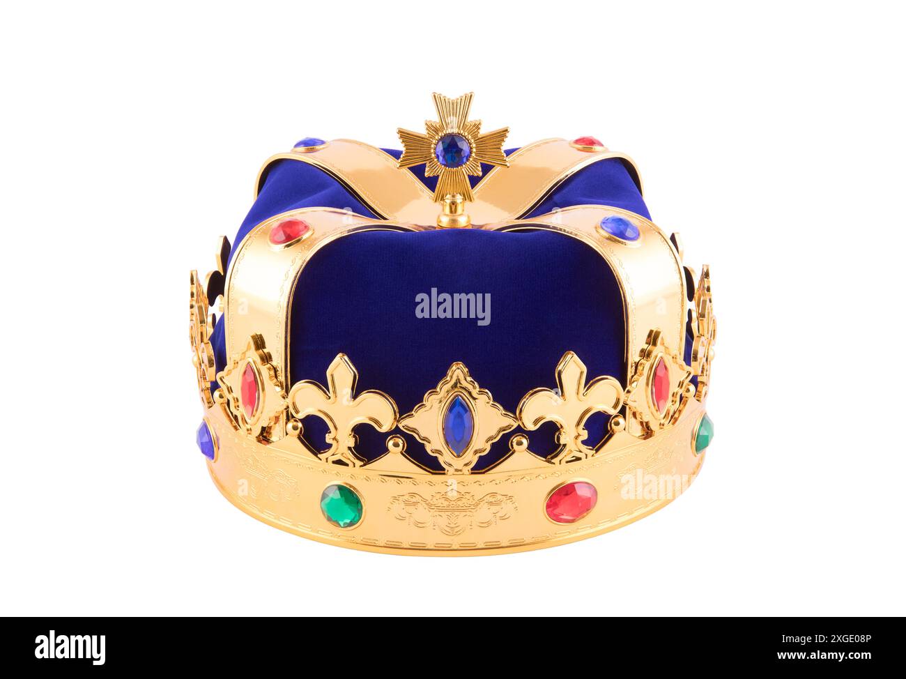 Ancient king or queen crown with gems isolated on white background with ...