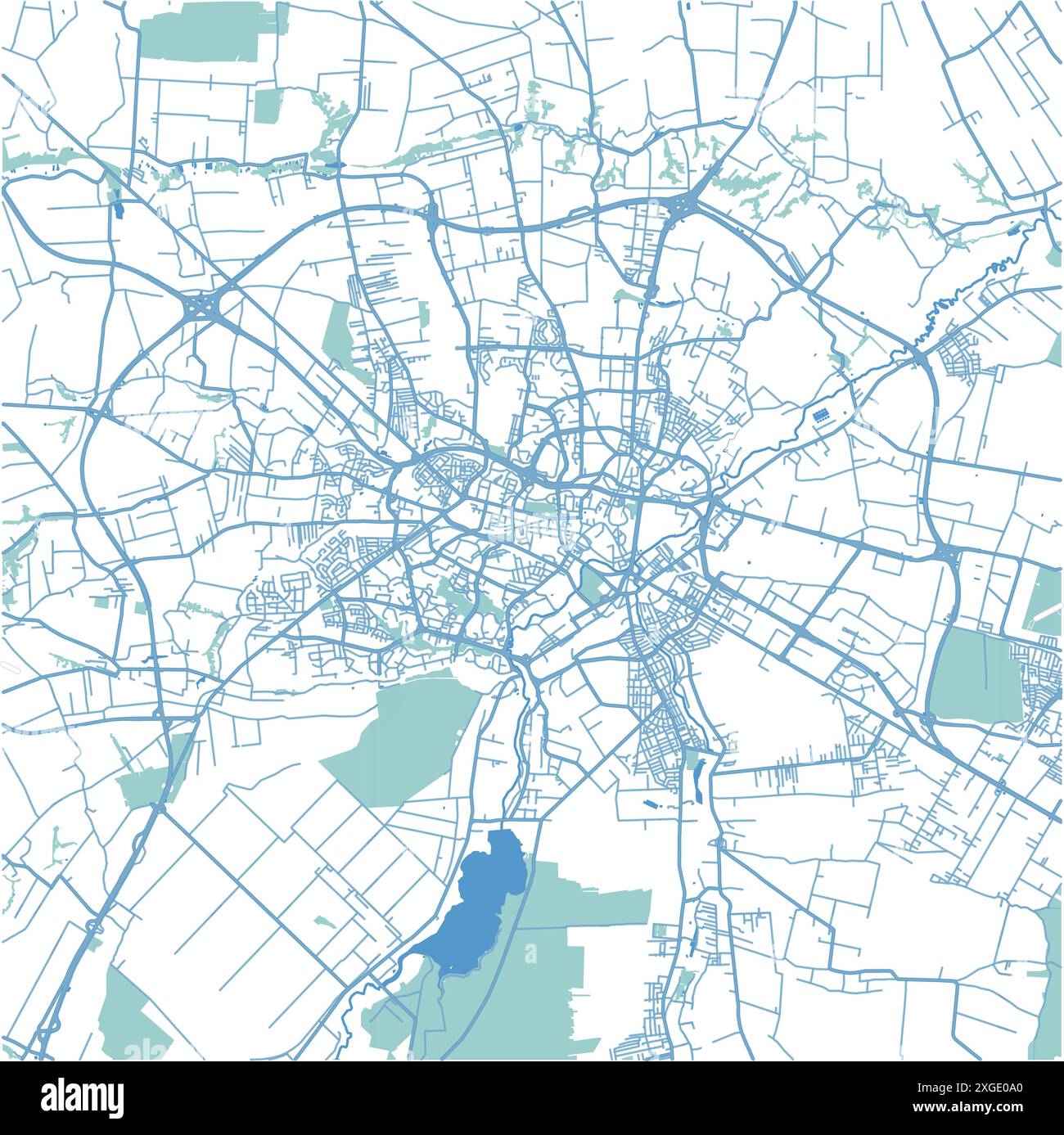 Map of Lublin in Poland in blue style. Contains layered vector with ...