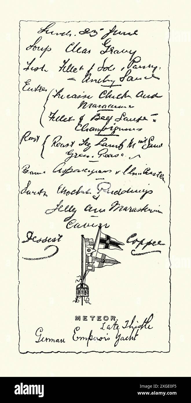 Menu for a Royal Luncheon on German Emperour's Yacht, Victorian Food ...