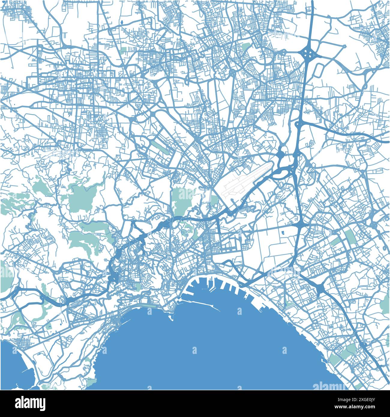 Map of Naples in Italy in blue style. Contains layered vector with ...