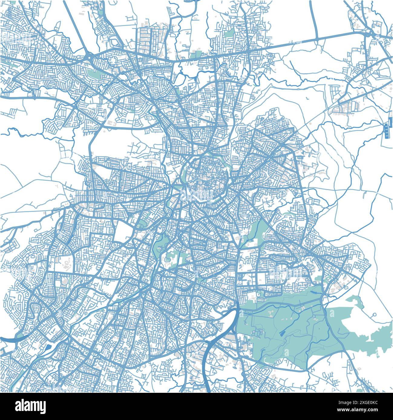 Map of Nicosia in Cyprus in blue style. Contains layered vector with ...