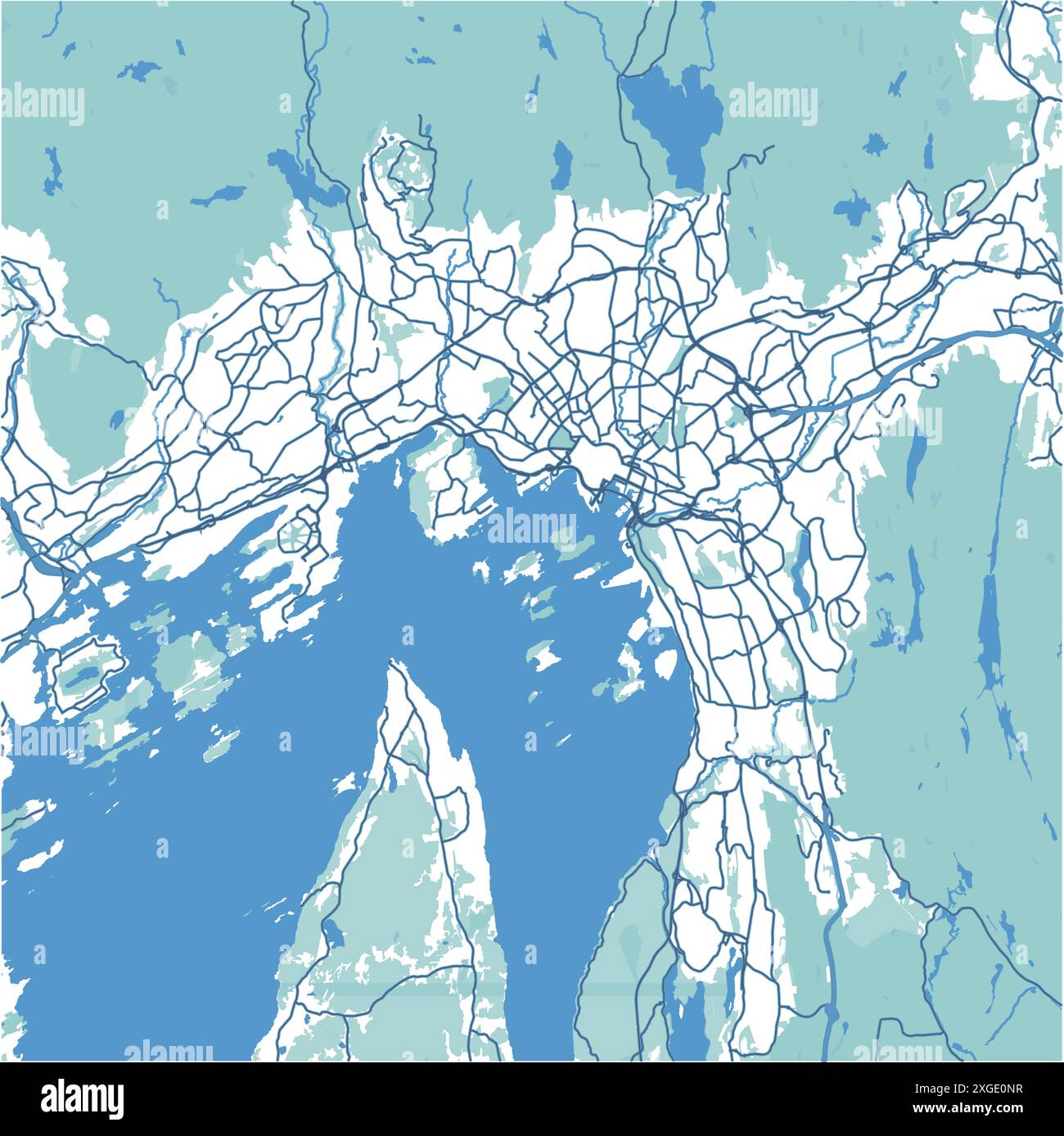 Map of Oslo in Norway in blue style. Contains layered vector with roads water, parks, etc Stock ...
