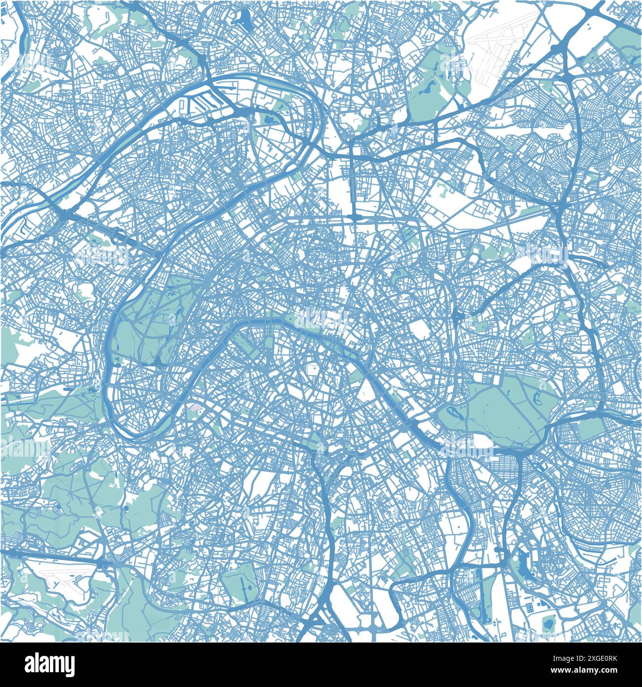 Map of Paris in France in blue style. Contains layered vector with ...