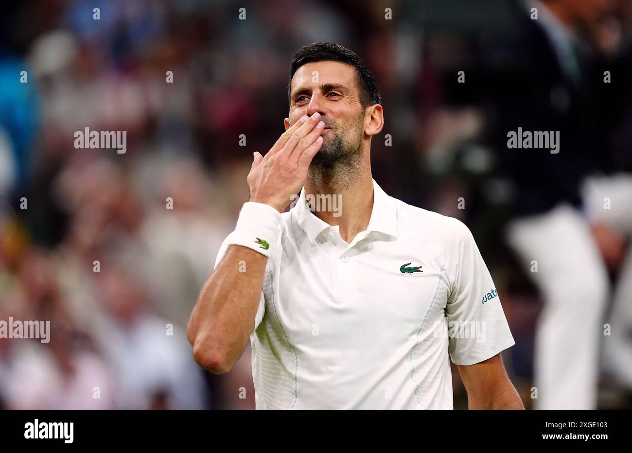 Novak Djokovic after beating Holger Rune on day eight of the 2024 Wimbledon Championships at the ...