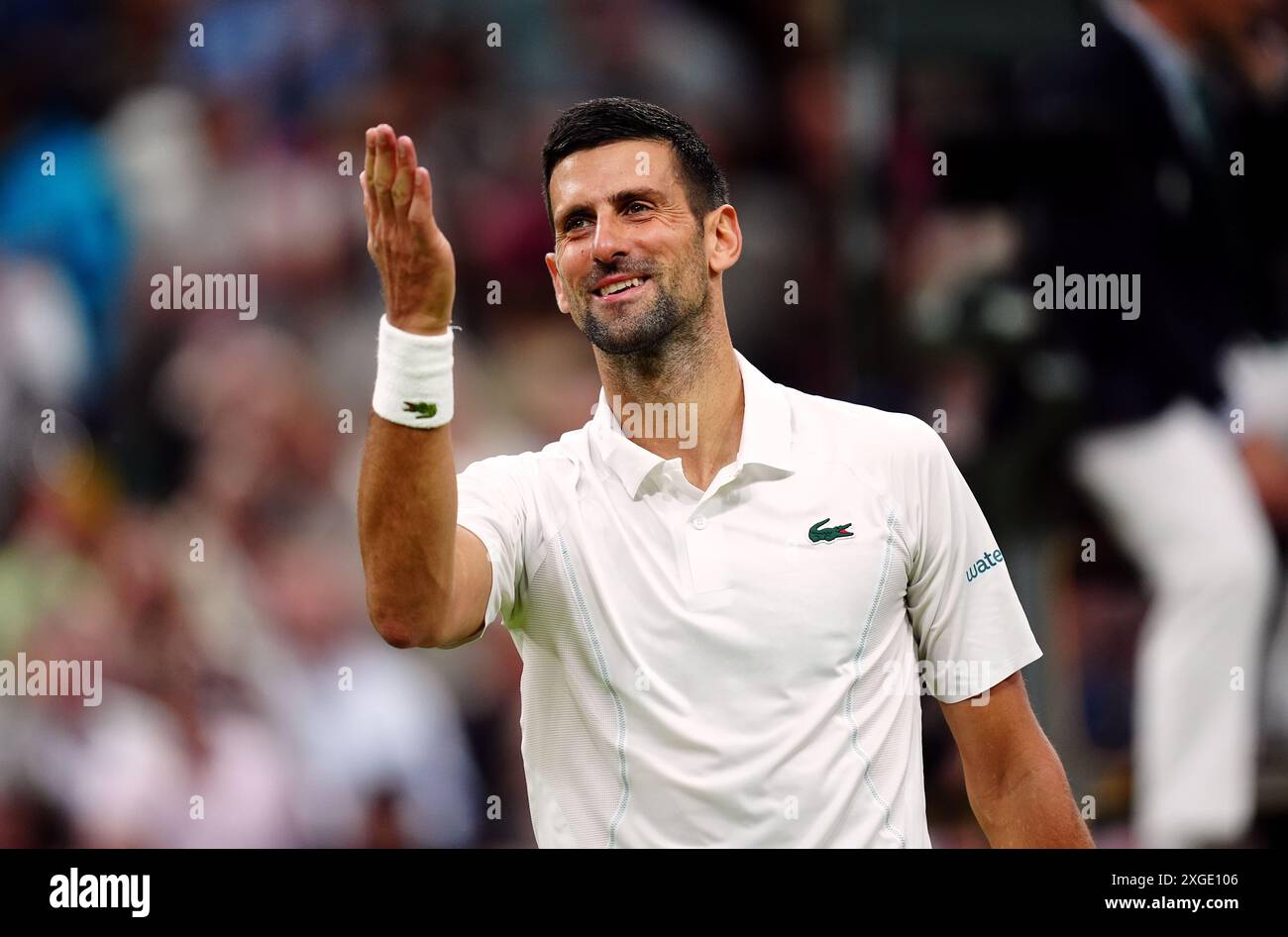 Novak Djokovic after beating Holger Rune on day eight of the 2024 Wimbledon Championships at the ...