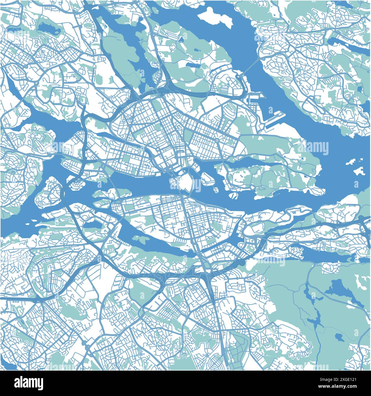 Map of Stockholm in Sweden in blue style. Contains layered vector with ...