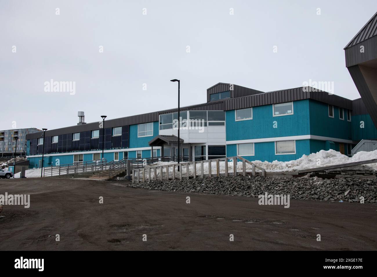 Nunavut Arctic College campus building on Niaqunngusiariaq in Iqaluit ...