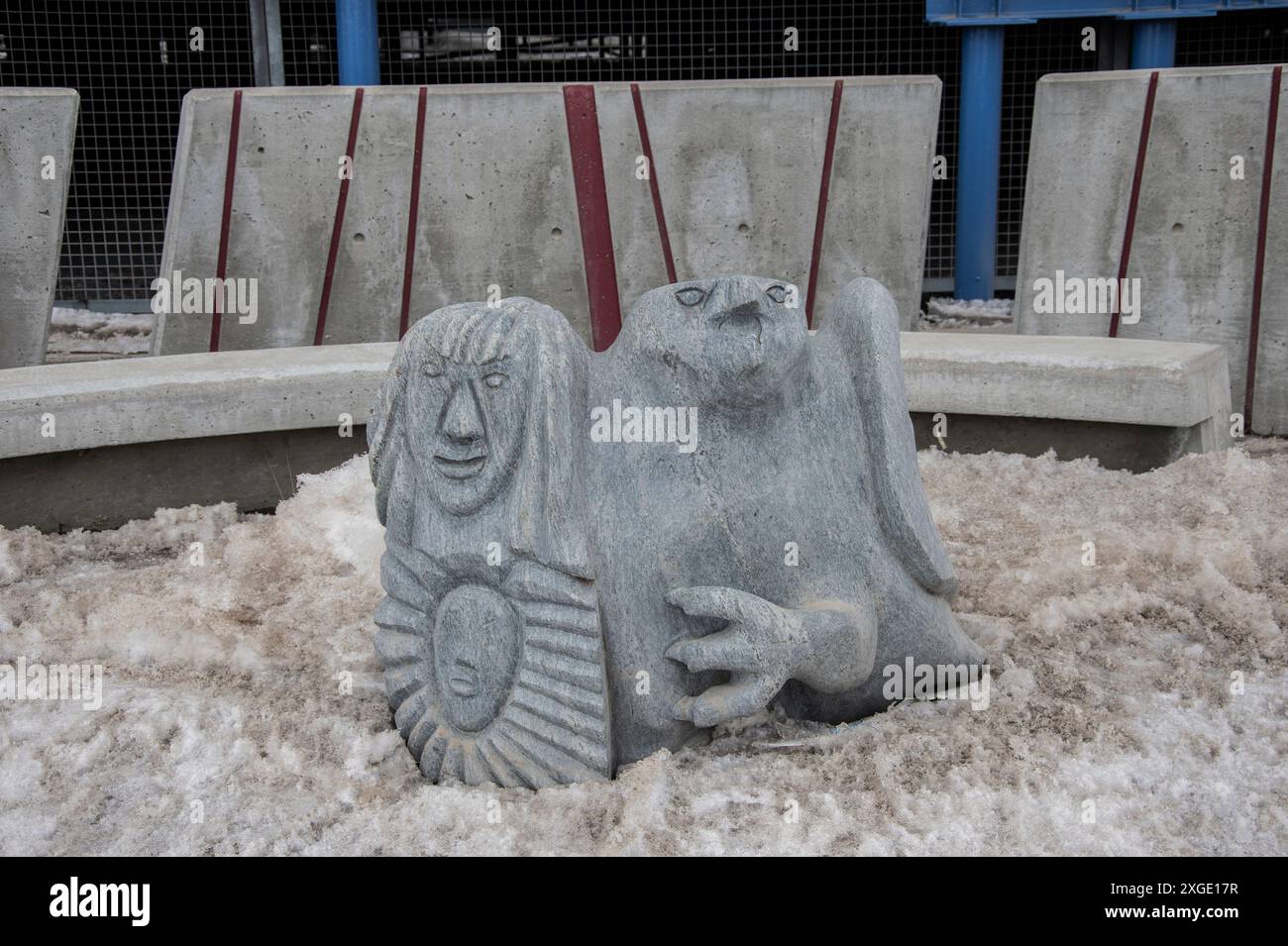 Inuit soap stone sculpture carvings on Queen Elizabeth Way in Iqaluit ...