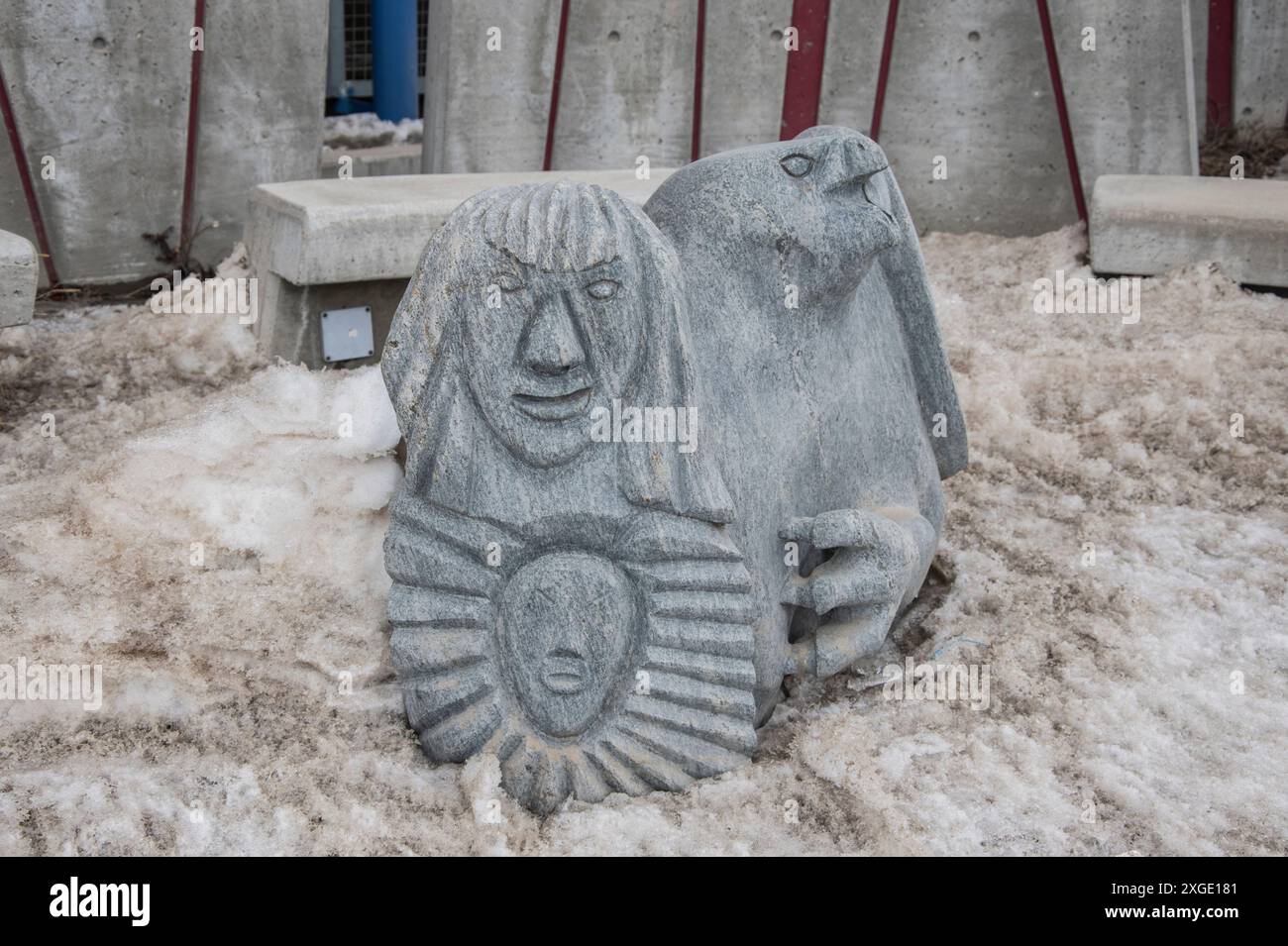 Inuit soap stone sculpture carvings on Queen Elizabeth Way in Iqaluit ...