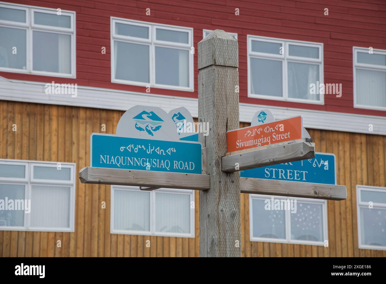 Four Corners street signs in Iqaluit, Nunavut, Canada Stock Photo - Alamy