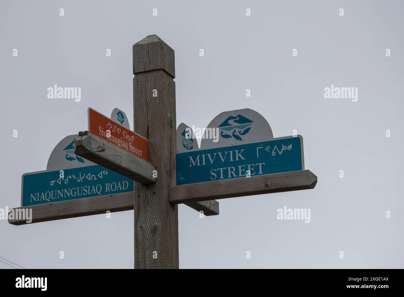 Four Corners street signs in Iqaluit, Nunavut, Canada Stock Photo - Alamy