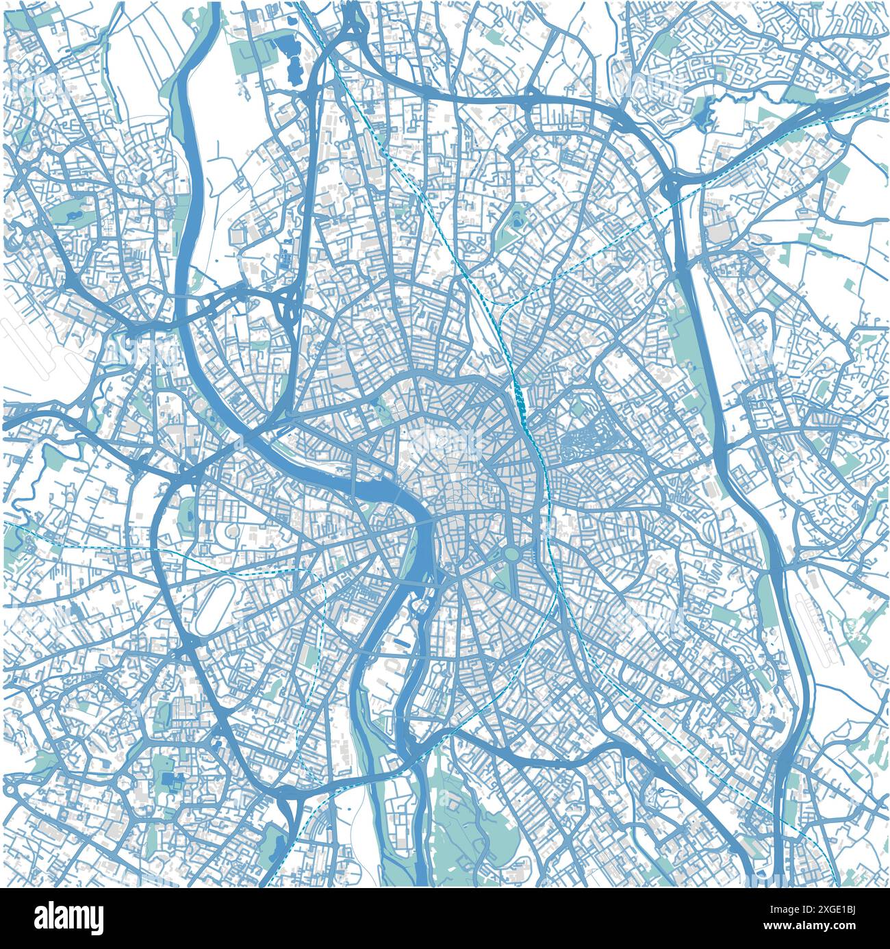 Map of Toulouse in France in blue style. Contains layered vector with ...