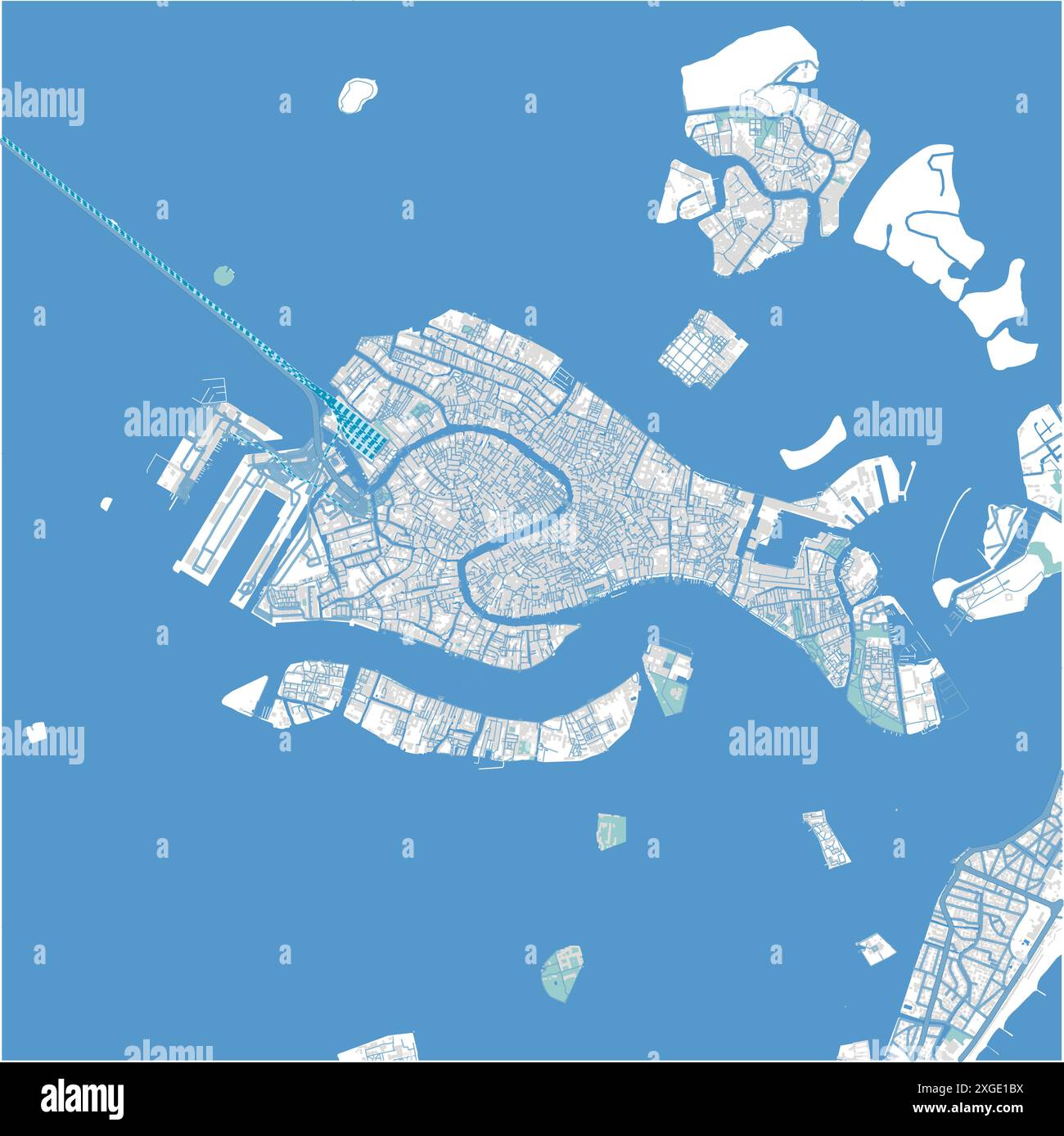 Map of Venice in Italy in blue style. Contains layered vector with ...