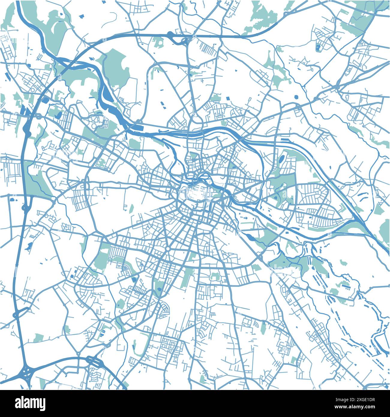 Map of Wroclaw in Poland in blue. Contains layered vector with roads water, parks, etc Stock ...