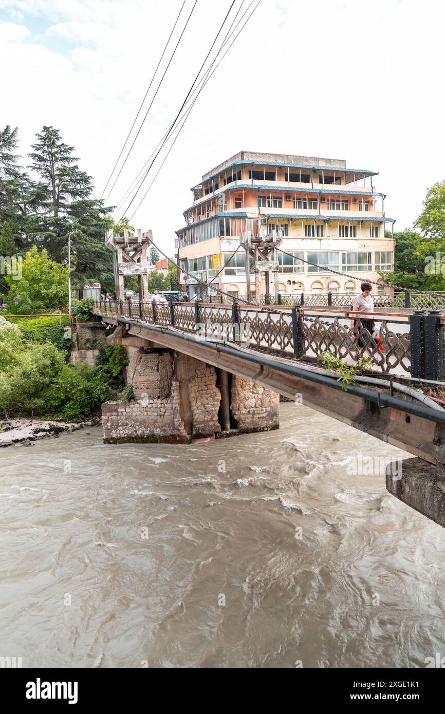 Kutaisi, Georgia - June 15, 2024: The Chain Bridge is the oldest bridge ...