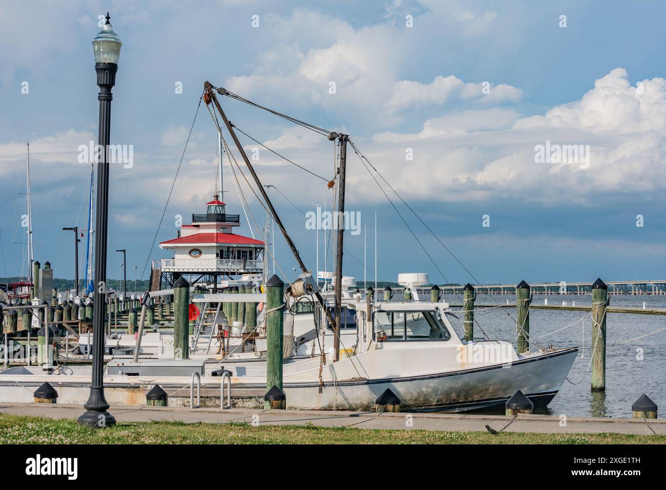 The Choptank Marina and Lighthouse, Cambridge Maryland USA Stock Photo ...