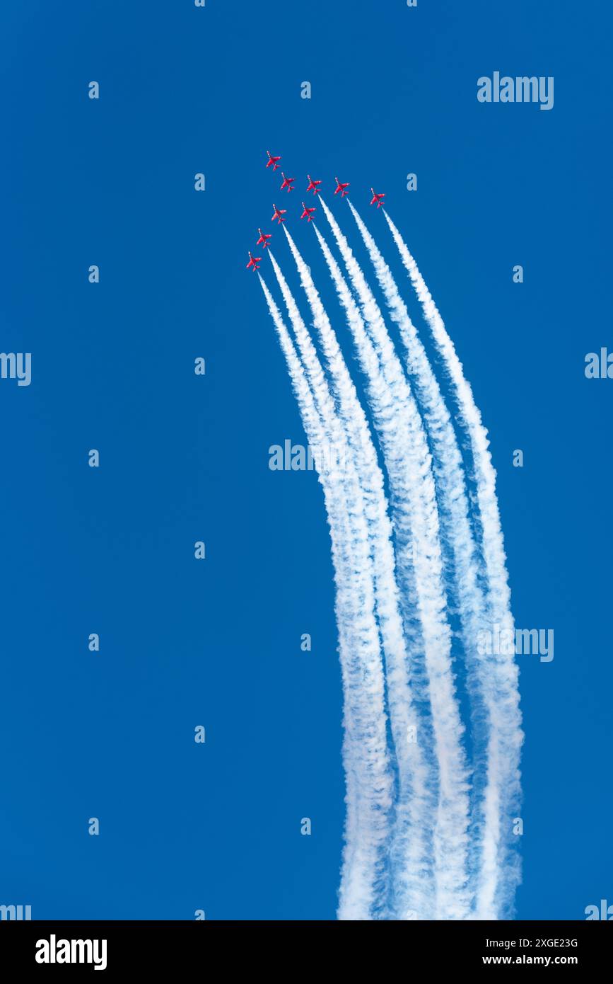 RAF Red Arrows display team displaying at the Sywell Airshow 2024 in ...