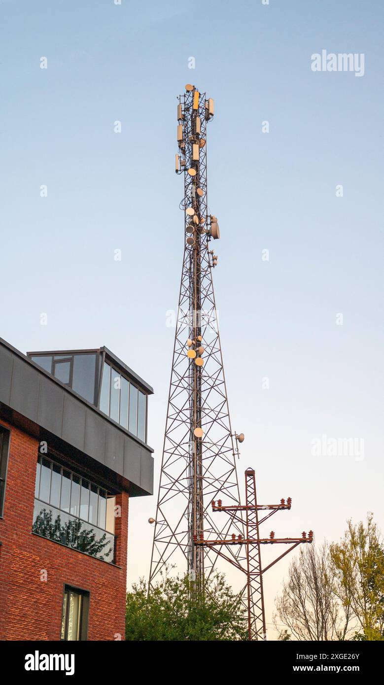 telecommunication towers with radio modules and antennas around the ...
