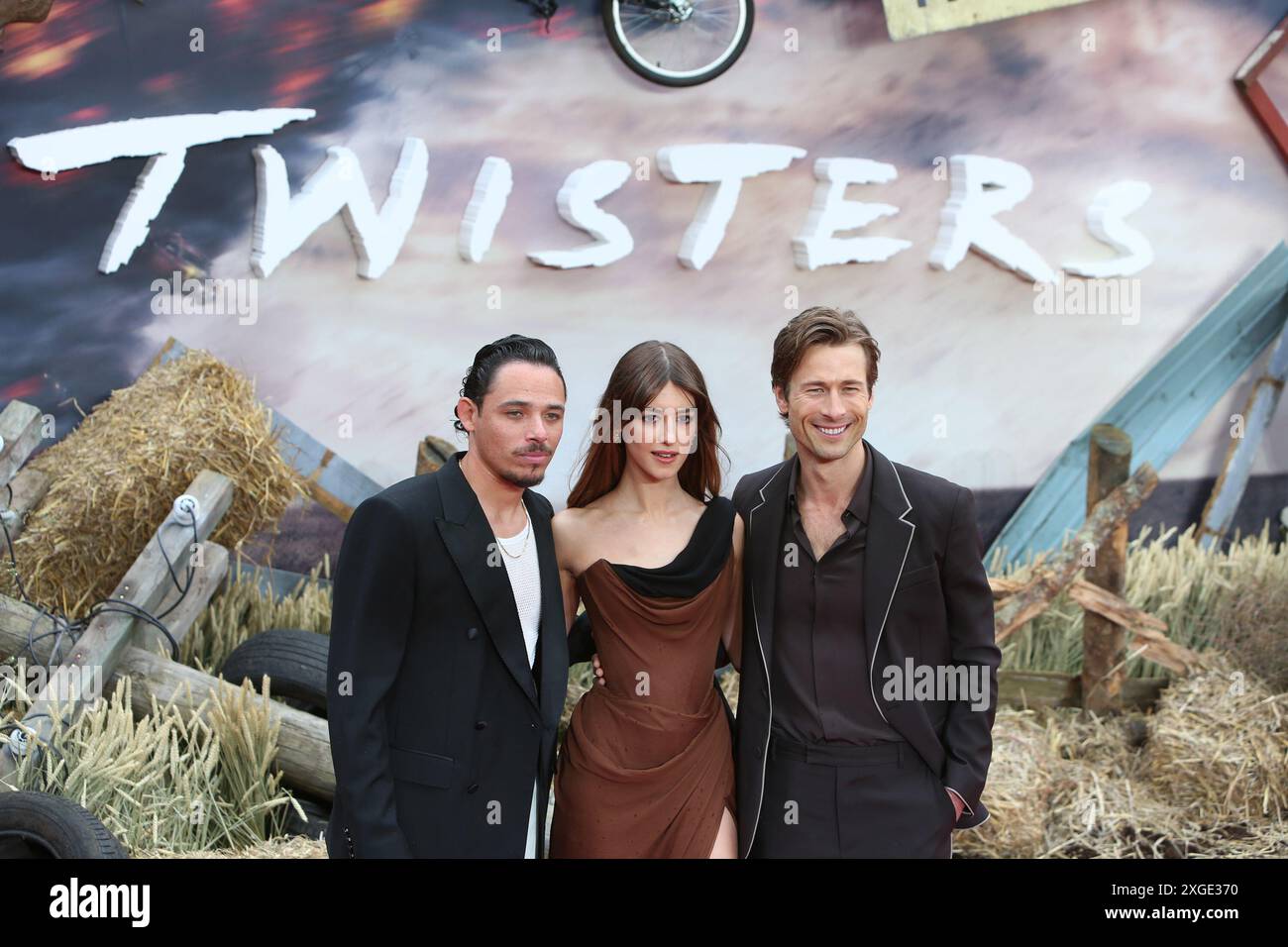 London, UK 8th July, 2024. Daisy Edgar-Jones with Glen Powell and Anthony Ramos attending the ...