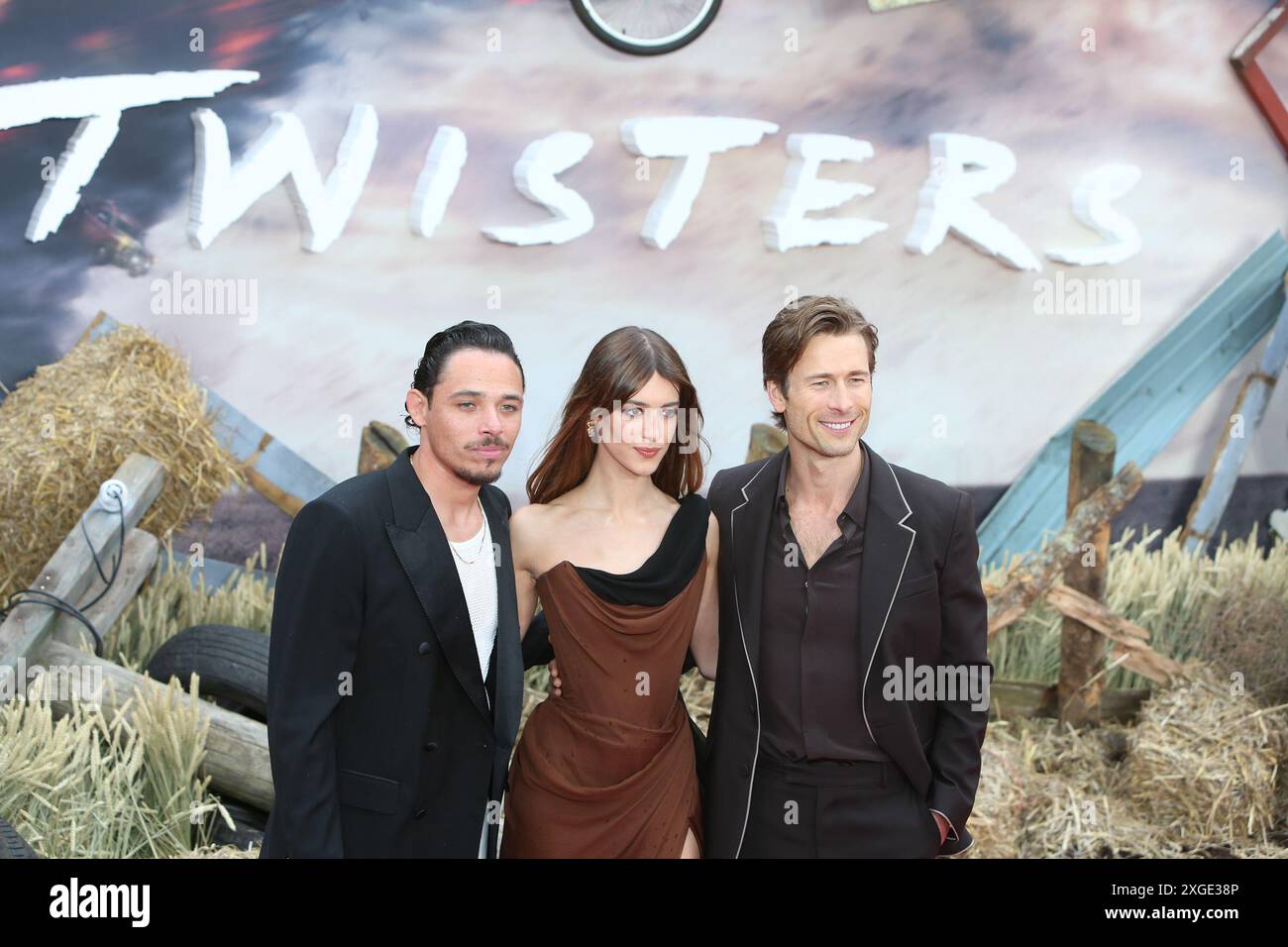 London, UK 8th July, 2024. Daisy Edgar-Jones with Glen Powell and Anthony Ramos attending the ...