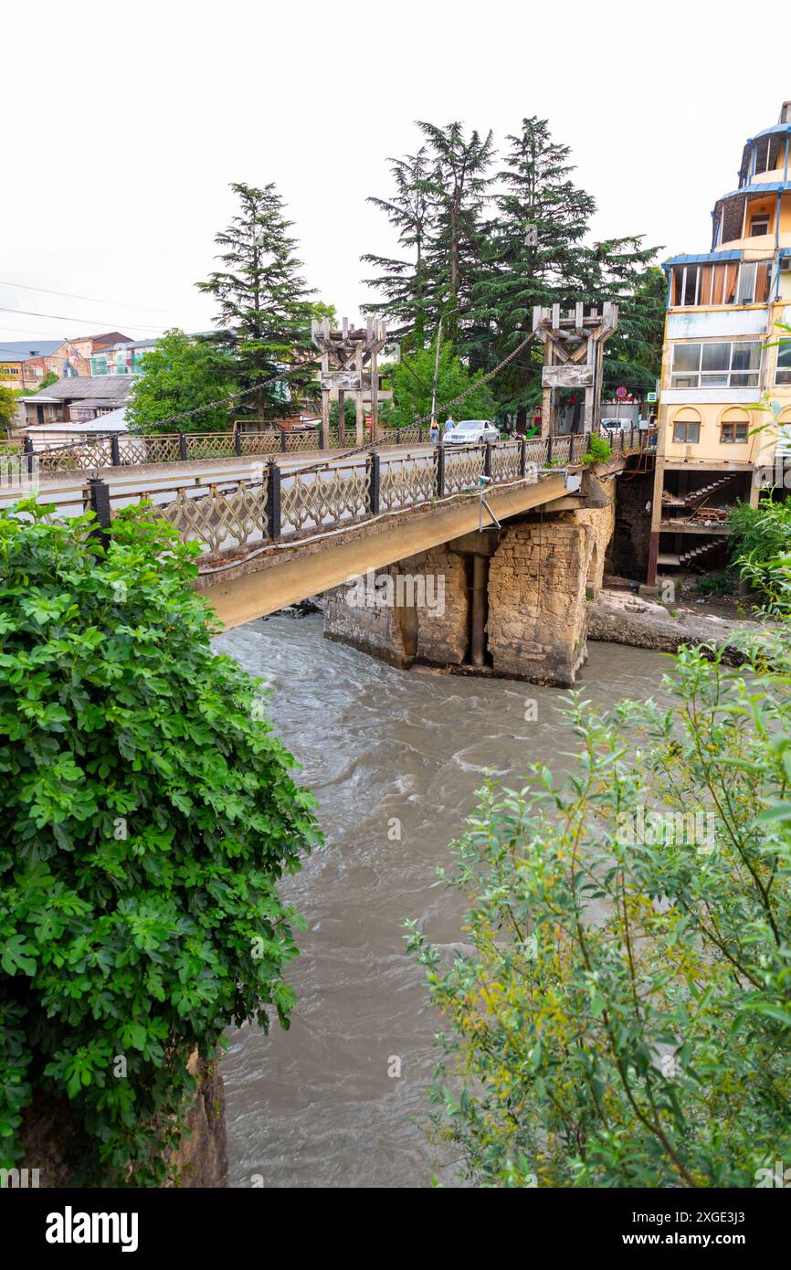 Kutaisi, Georgia - June 15, 2024: The Chain Bridge is the oldest bridge ...