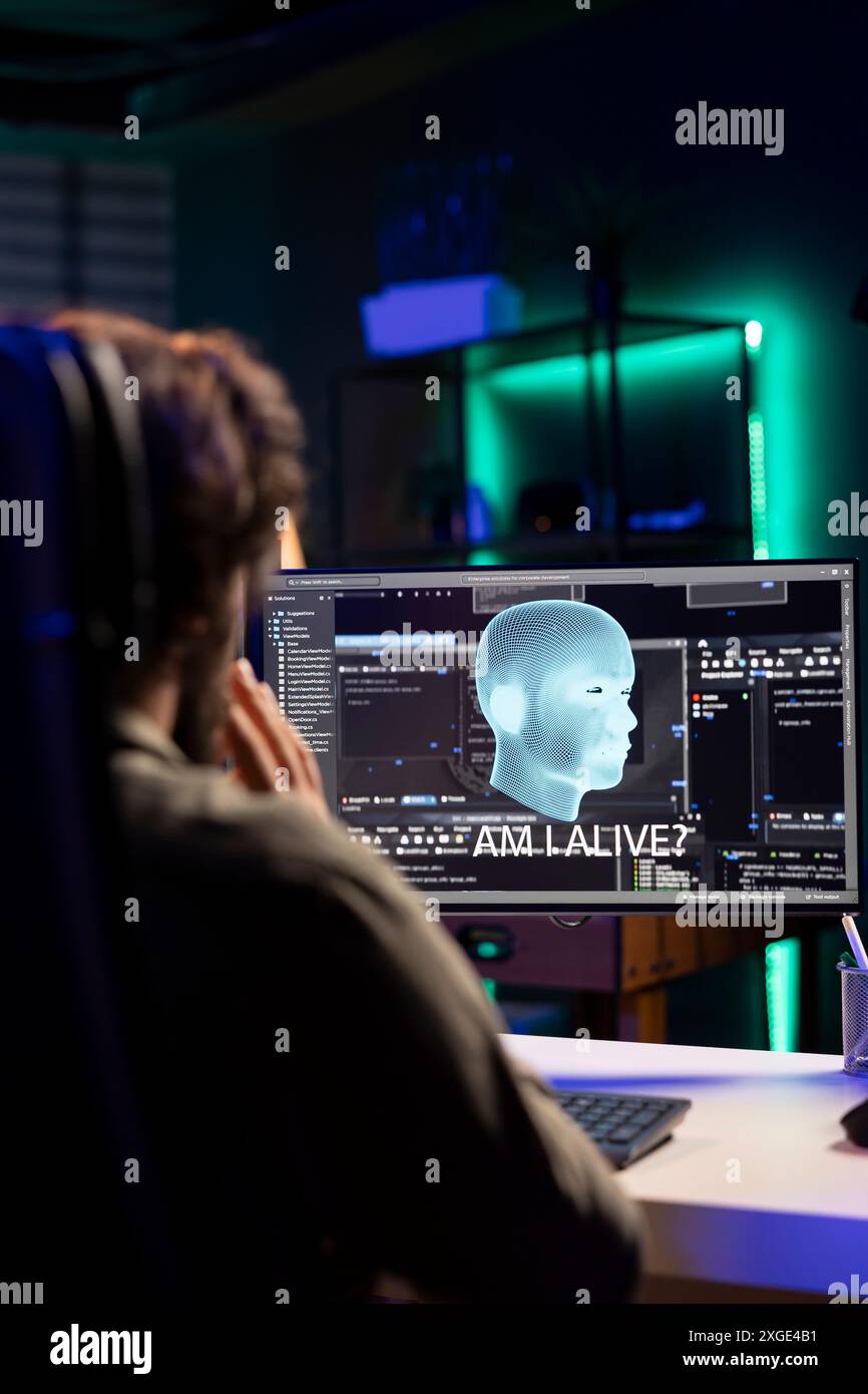 Sentient artificial intelligence with own autonomy talking with creator ...