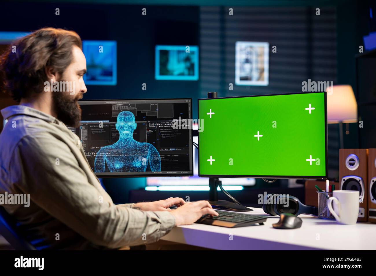 Artificial intelligence entity with anthropomorphic body escaping ...