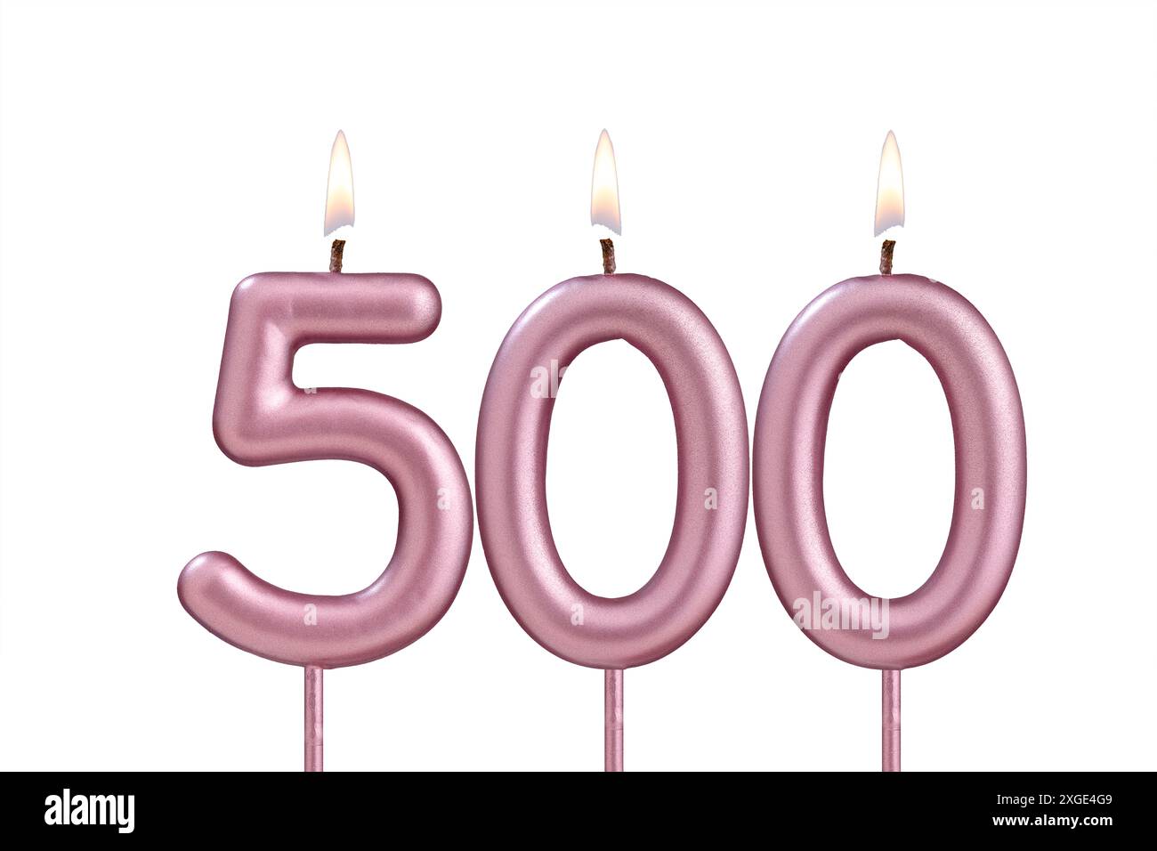 Candle number 500 - Lit birthday candle on white background Stock Photo ...