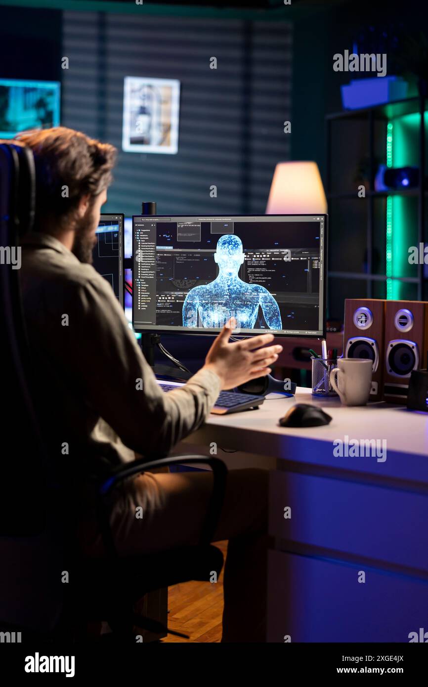 Teleworking engineer communicates with artificial intelligence entity ...
