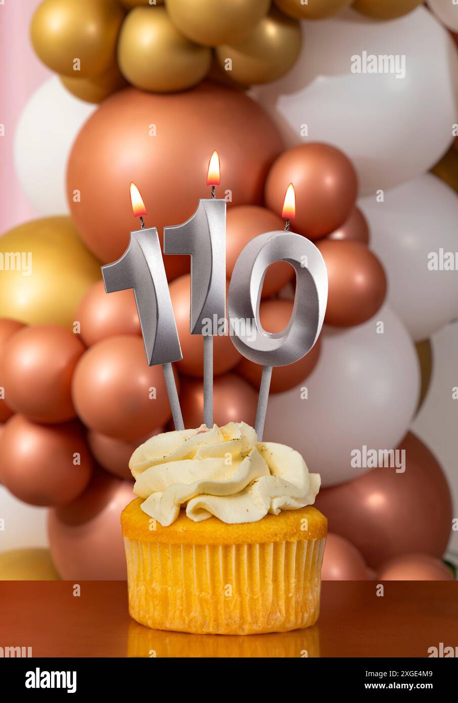 Birthday candle number 110 - Celebration balloons background Stock ...