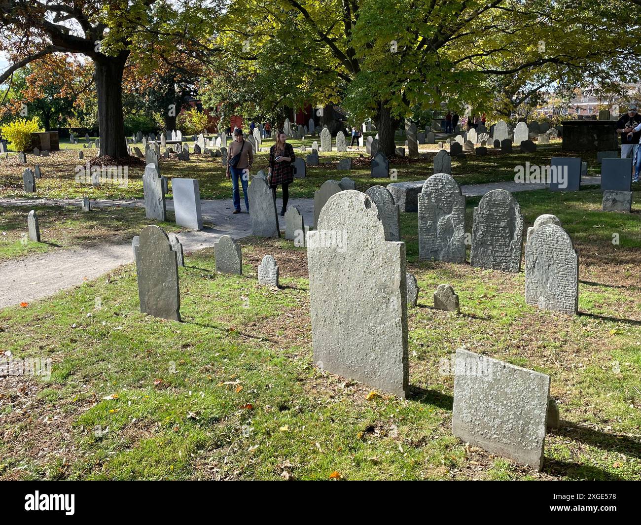 A historic cemetery fin Salem Massachusetts features tombstones from ...