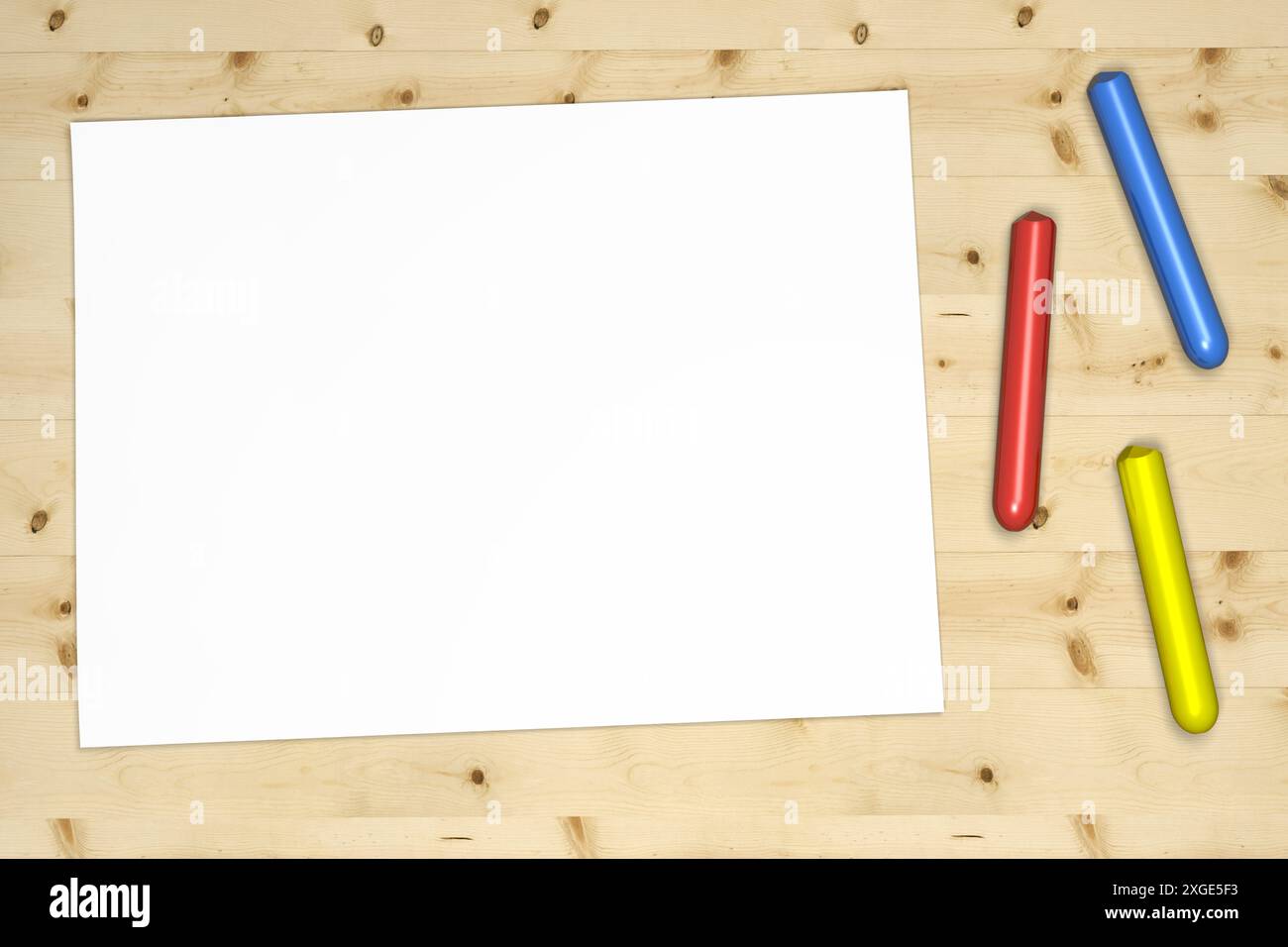 Colored pencils on white paper sheet Stock Photo - Alamy