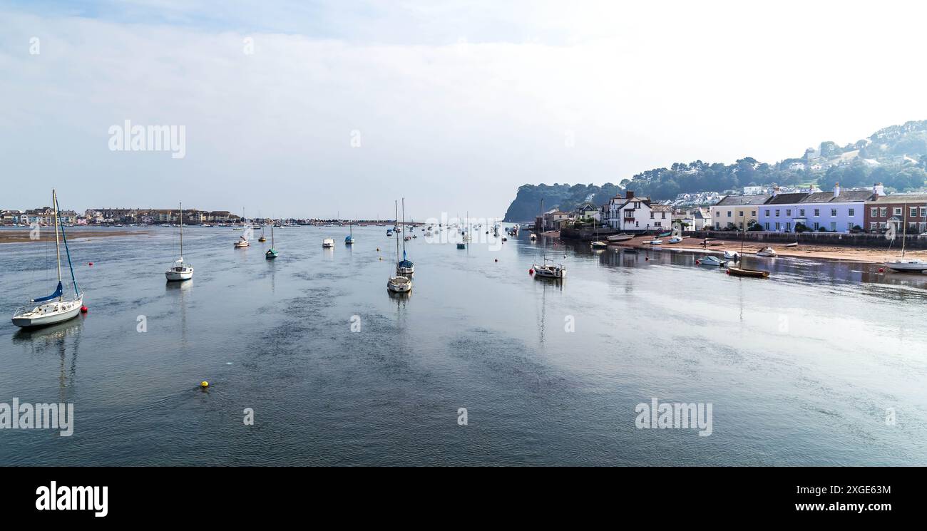 Panorama of Teignmouth estuary on the Devon Coast Bathed in Summer Haze ...