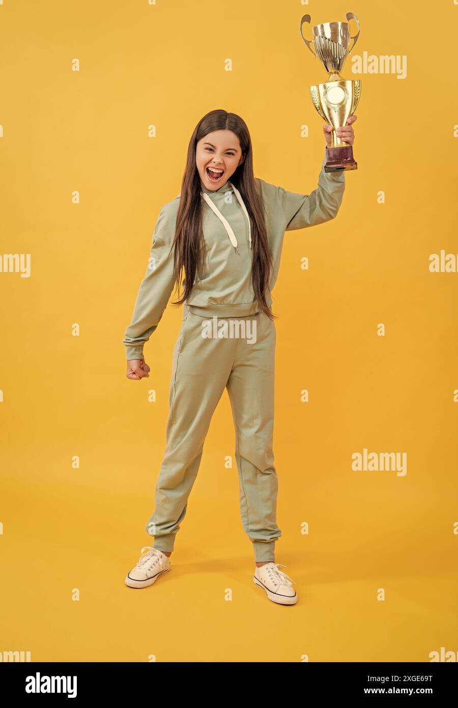 being true champion. celebrating success. teen girl champion. sport ...