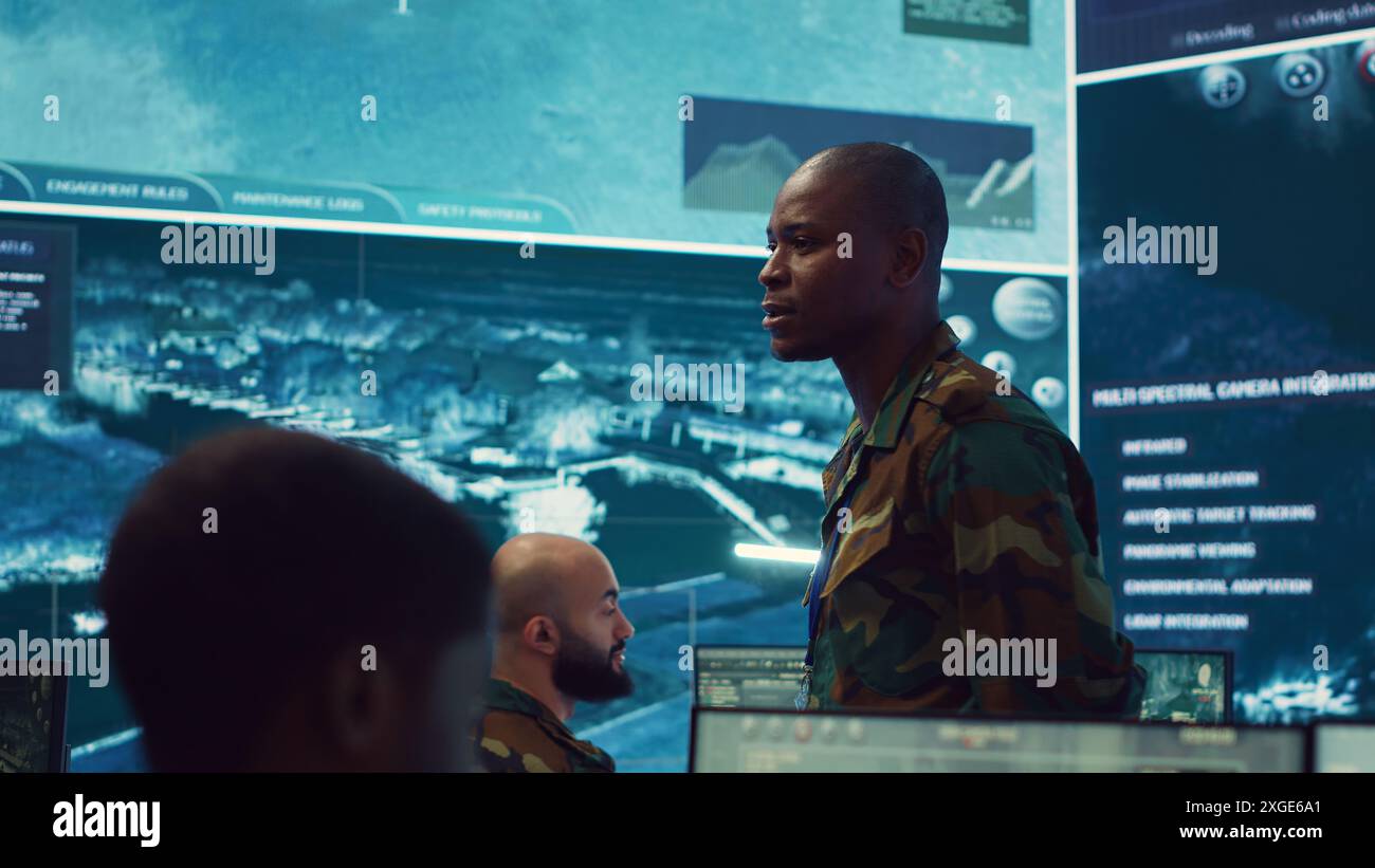 Platoon captain handling surveillance and safety operations with crew ...