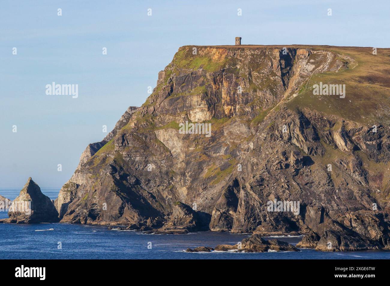 Napoleonic signal tower Ireland coastal headland cliffs Glen Head ...