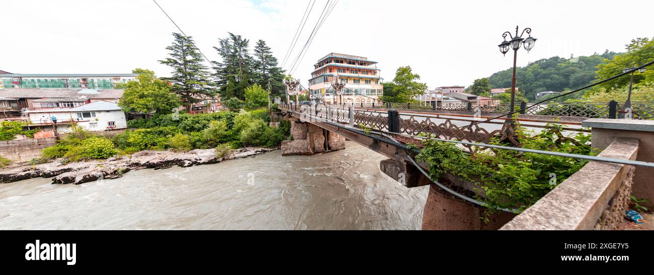 Kutaisi, Georgia - June 15, 2024: The Chain Bridge is the oldest bridge ...