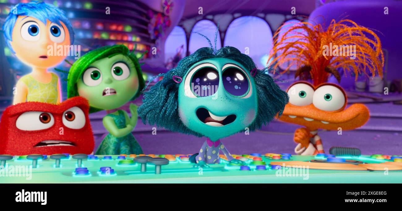 INSIDE OUT 2, from left: Joy (back, voice: Amy Poehler), Anger (voice ...