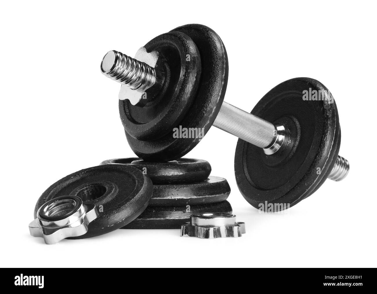 Barbell and parts of one isolated on white Stock Photo - Alamy