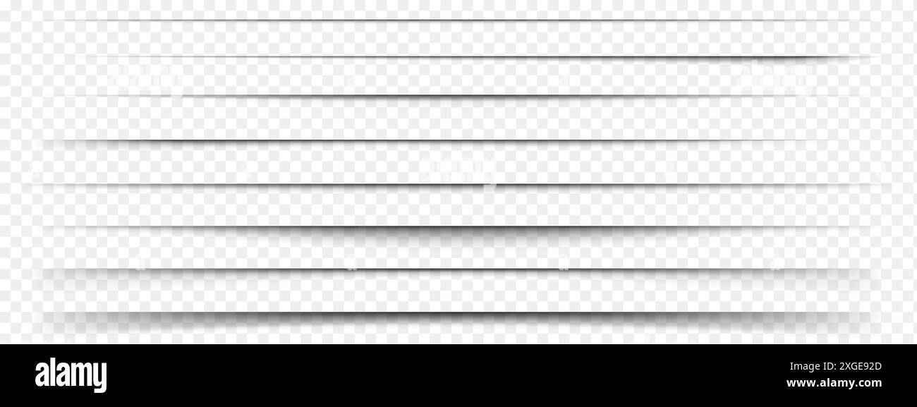 Set of paper shadow effects. Horizontal divider shade lines isolated on ...