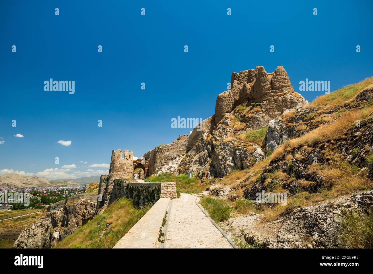 Van castle, or Fortress of Van, scenery in Van, Turkey. The Fortress of ...